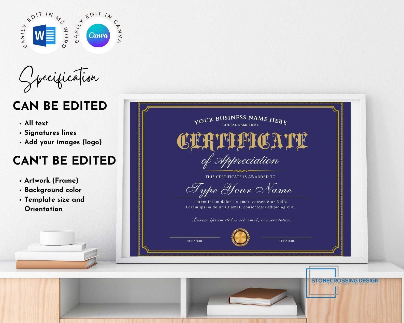 Editable Certificate of Appreciation. Award Template. - Etsy