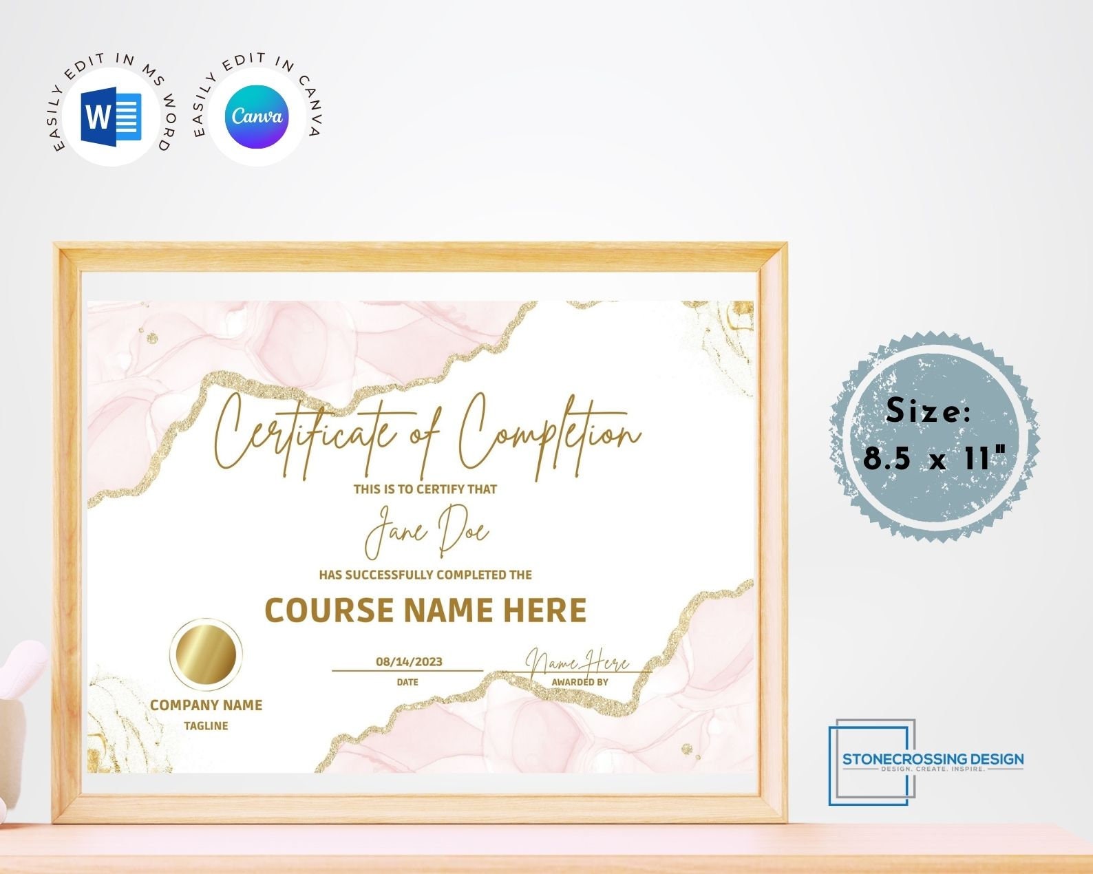 Editable Certificate of Completion Template. Award Template. - Etsy