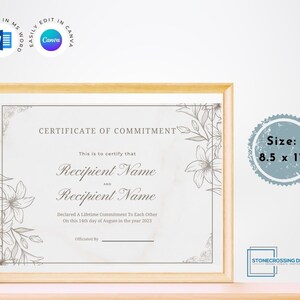 Editable Certificate of Commitment. Editable With Canva or Microsoft ...