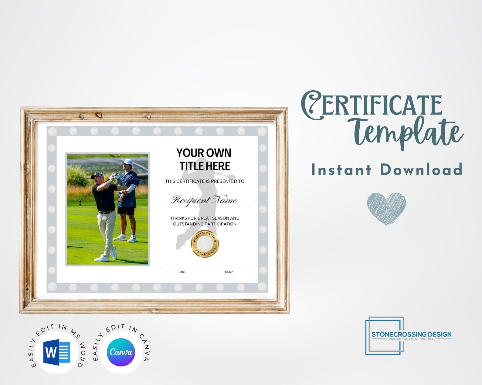 Editable Golf Sports Certificate. Recognizing Sporting Excellence ...