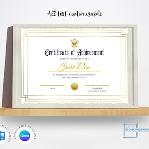 Editable Certificate of Achievement Template. Award Template. Printable ...
