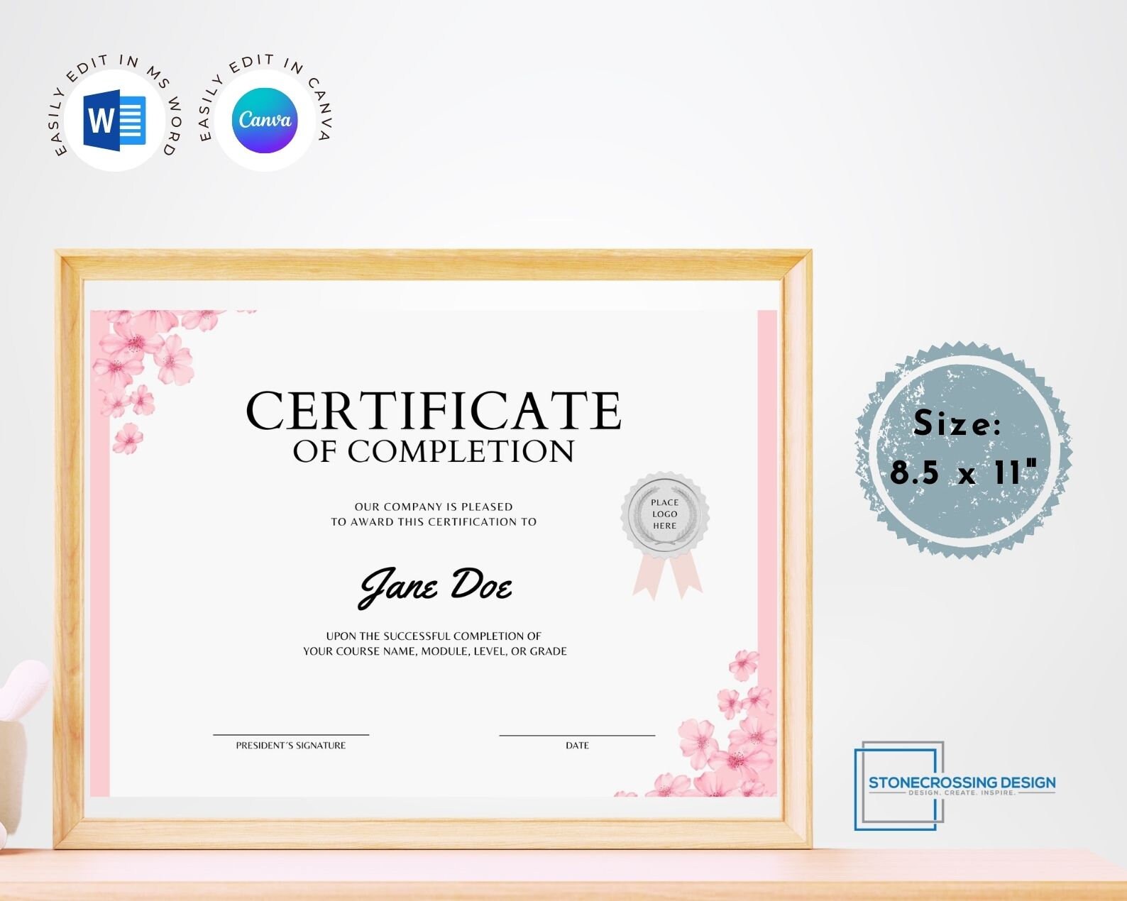 Editable Certificate of Completion Template. Award Template. Printable ...