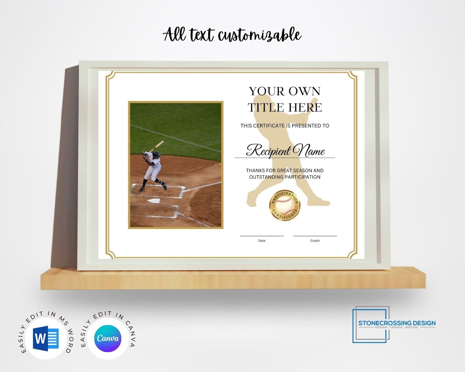 Editable Baseball Sports Certificate. Recognizing Sporting Excellence ...
