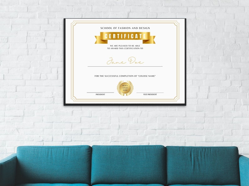 Editable Fashion Designing Certificate. Showcase Your Creative - Etsy