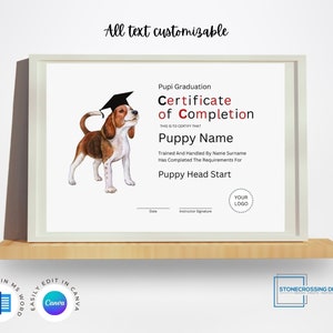 Editable Certificate of Completion for Dog Template. Award Template ...