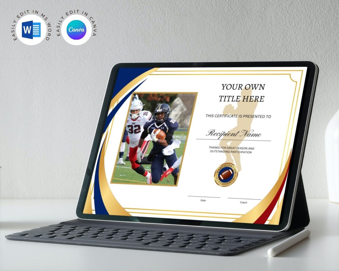 Editable Football Sports Certificate. Recognizing Sporting Excellence ...