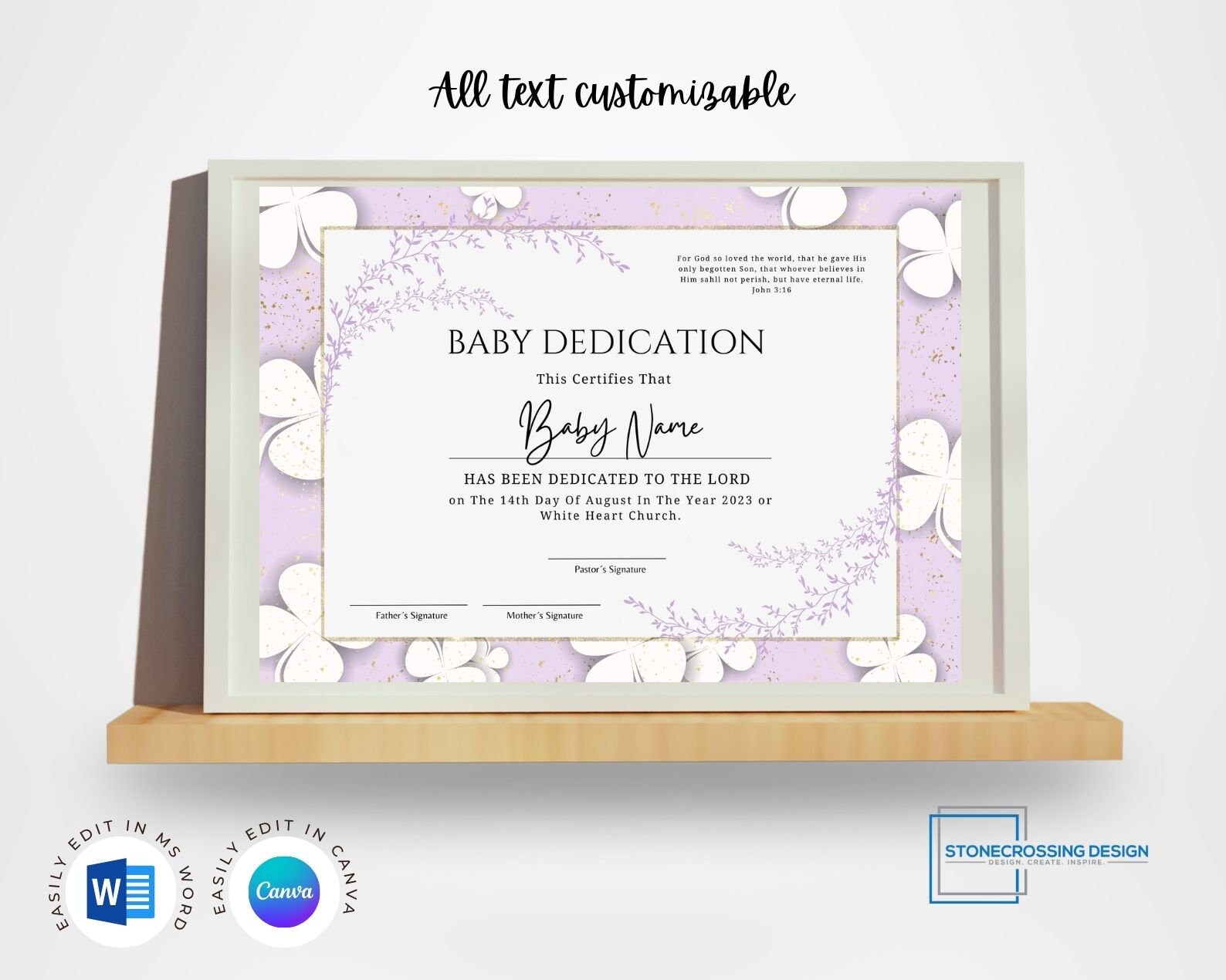 Editable Certificate of Baby Dedication Template. Child Dedication ...