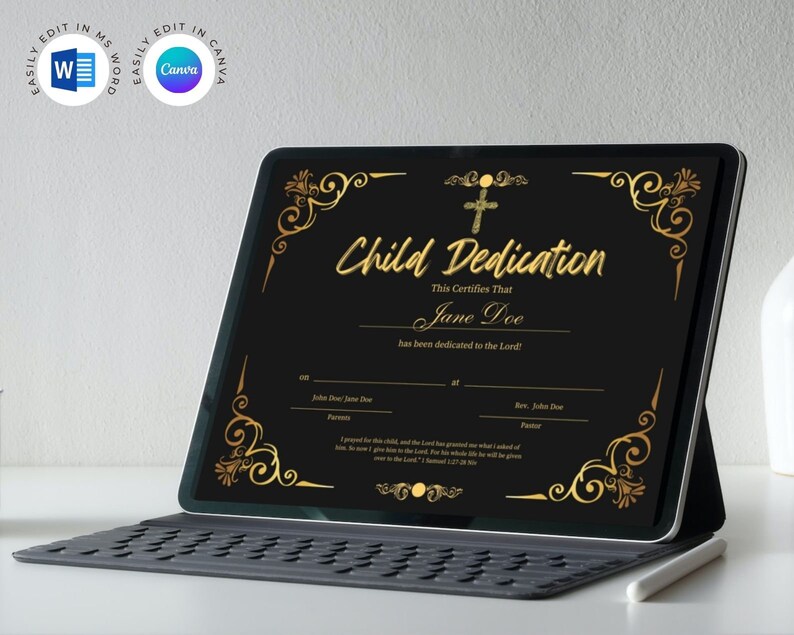 Editable Certificate of Child Dedication Template. Child Dedication ...