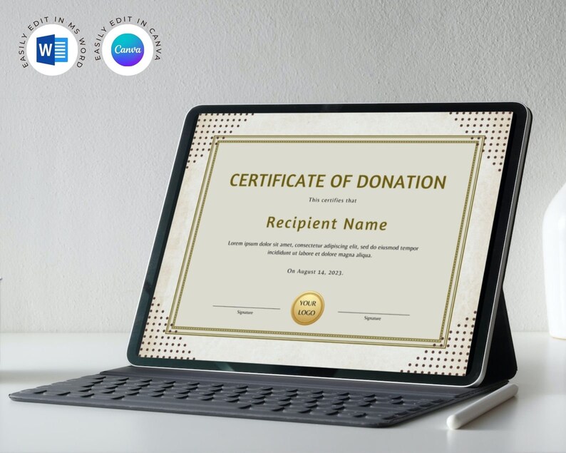 Editable Certificate of Donation Template. Baptism. Printable ...