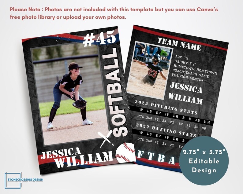 Softball Trading Card Template Trading Card Template Canva Template ...