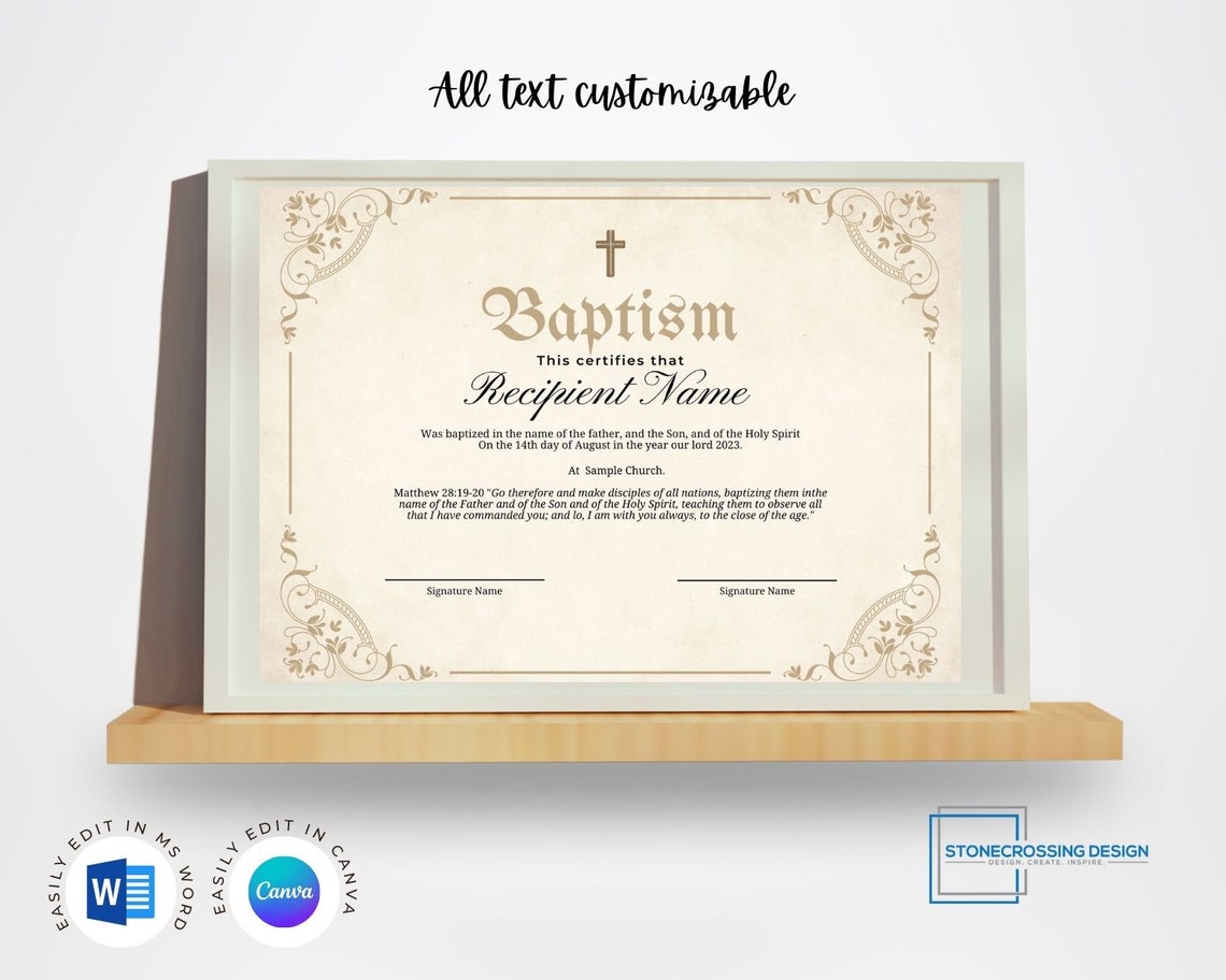 Editable Baby Dedication Template. Baptism. Child Dedication. Printable Certificate. Editable ...