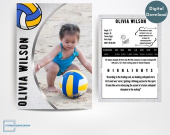 Volleyball Trading Card Template Trading Card Template Canva Template ...