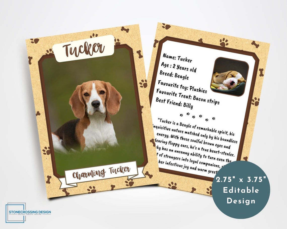 Dog Trading Card Template Trading Card Template Canva - Etsy