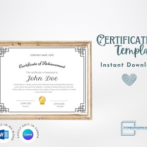 Editable Certificate of Achievement Template. Award Template. Printable ...