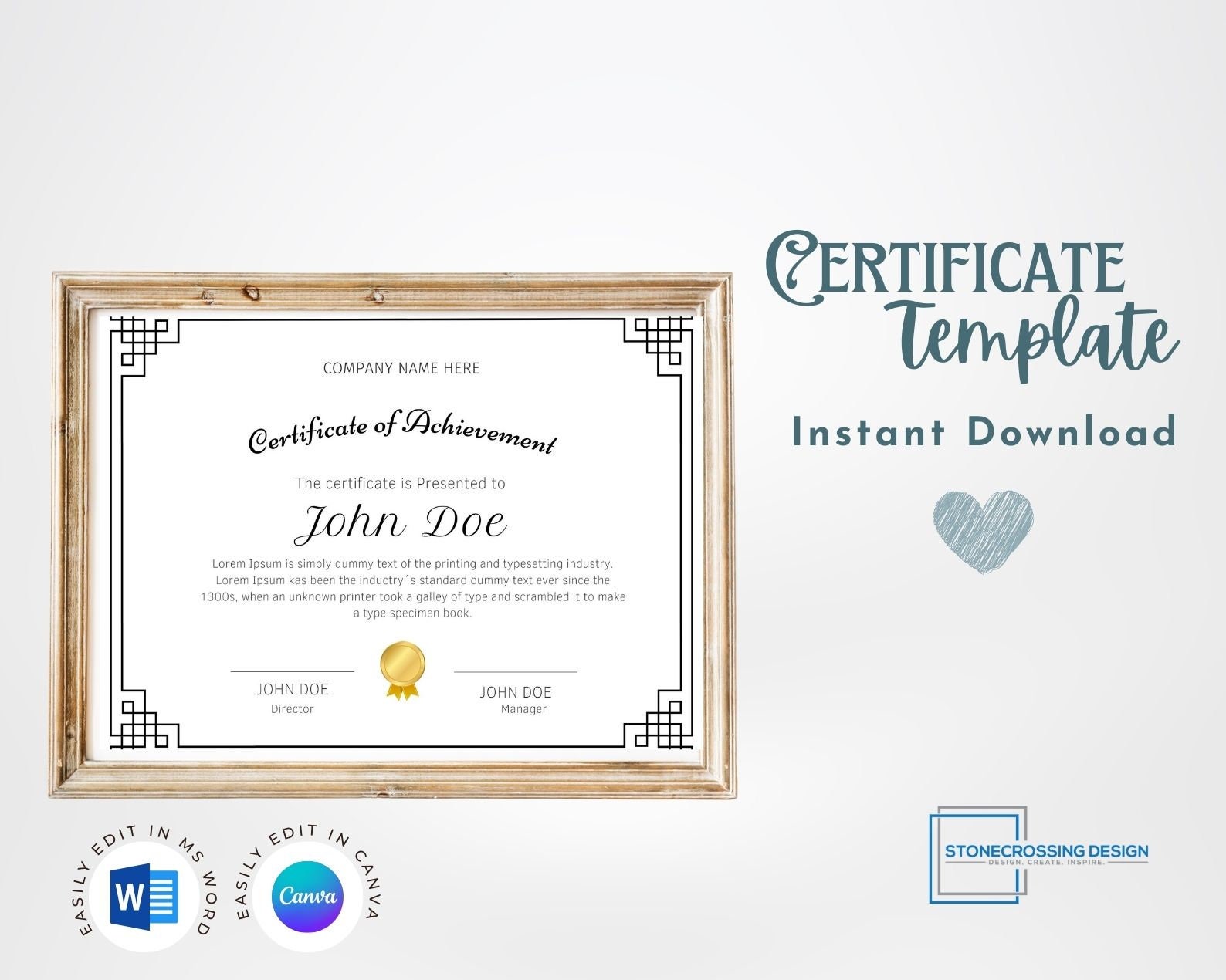 Editable Certificate of Achievement Template. Award Template. Printable ...