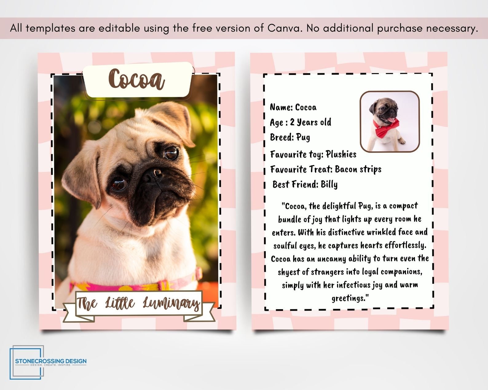 Dog Trading Card Template Trading Card Template Canva Template Editable ...