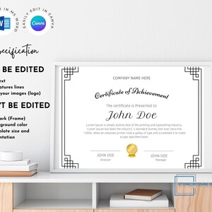 Editable Certificate of Achievement Template. Award Template. Printable ...