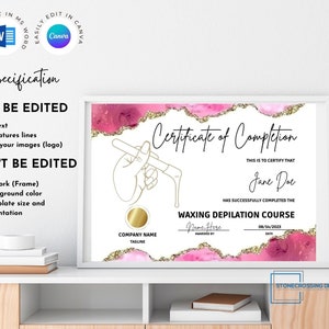 Editable Certificate of Completion Template. Award Template. Printable ...