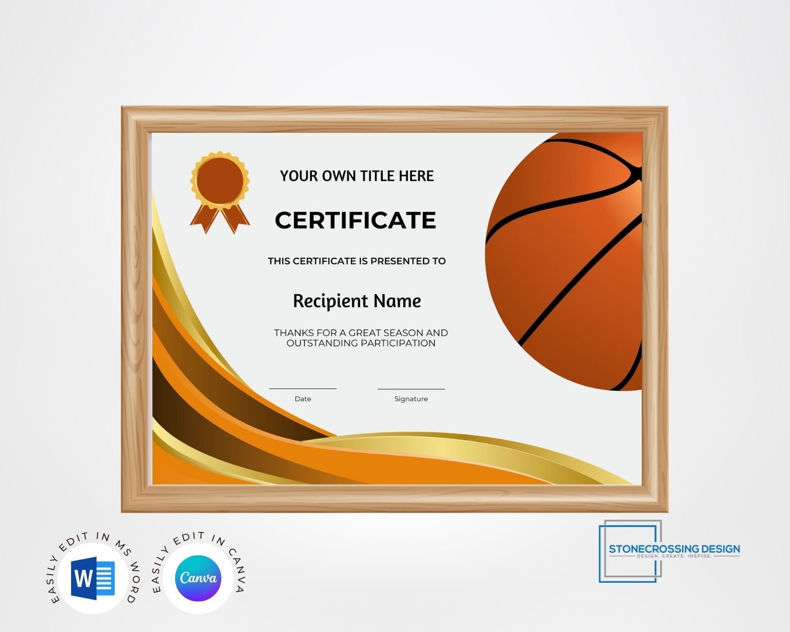 Editable Basketball Sports Certificate Template With Photo. Award ...