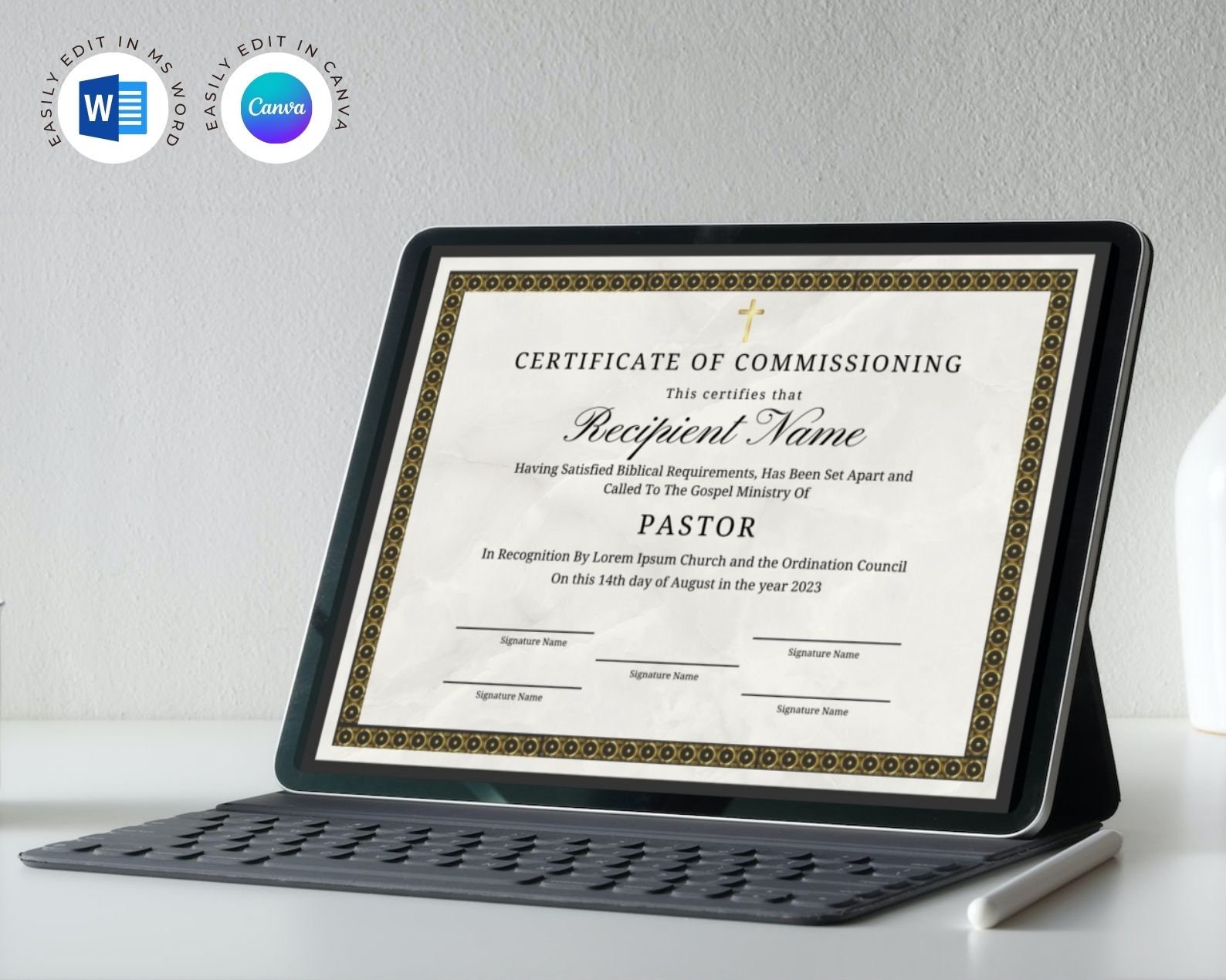 Editable Certificate of Commissioning. Editable With Canva or Microsoft ...