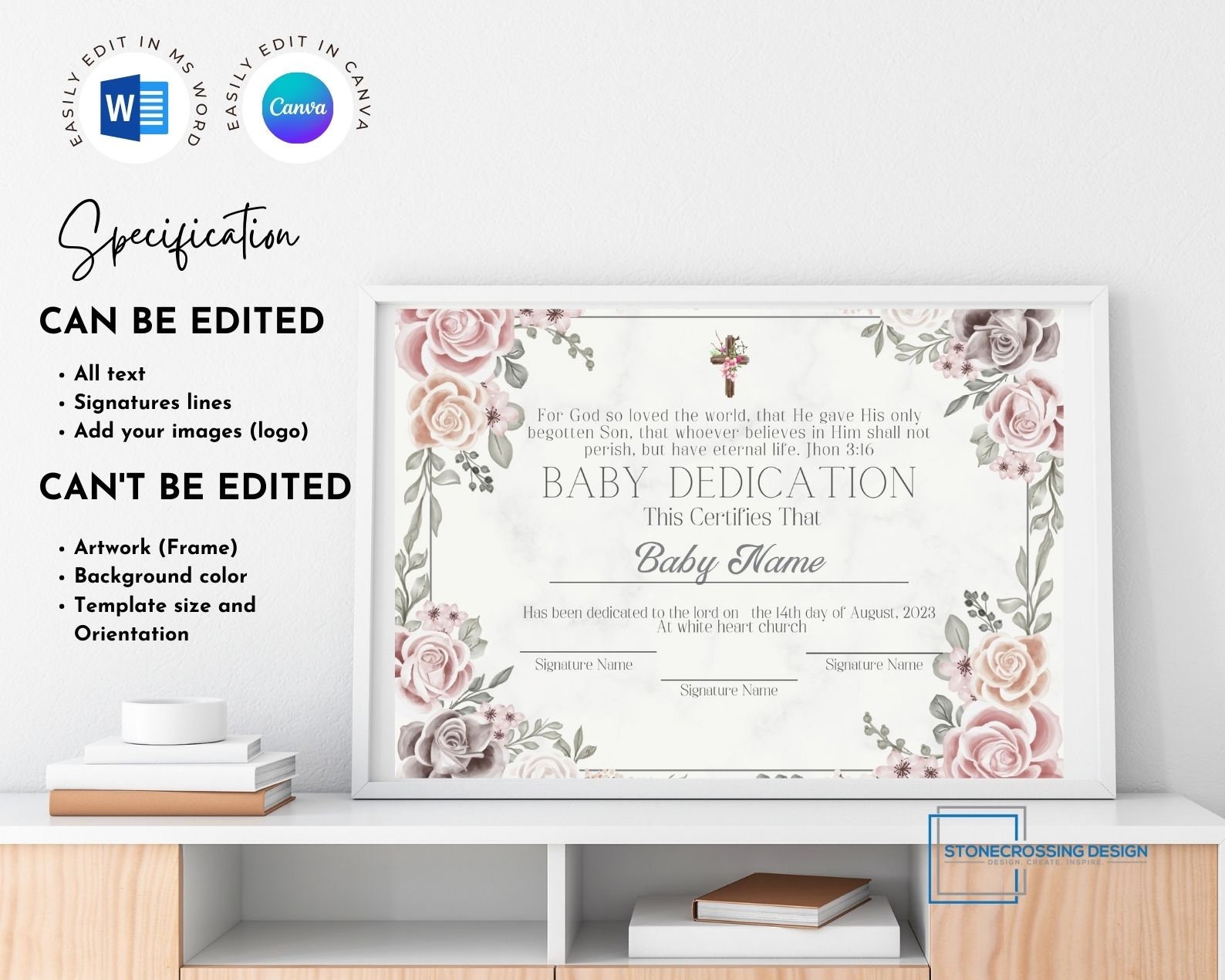 Editable Baby Dedication Template. Baptism. Printable - Etsy