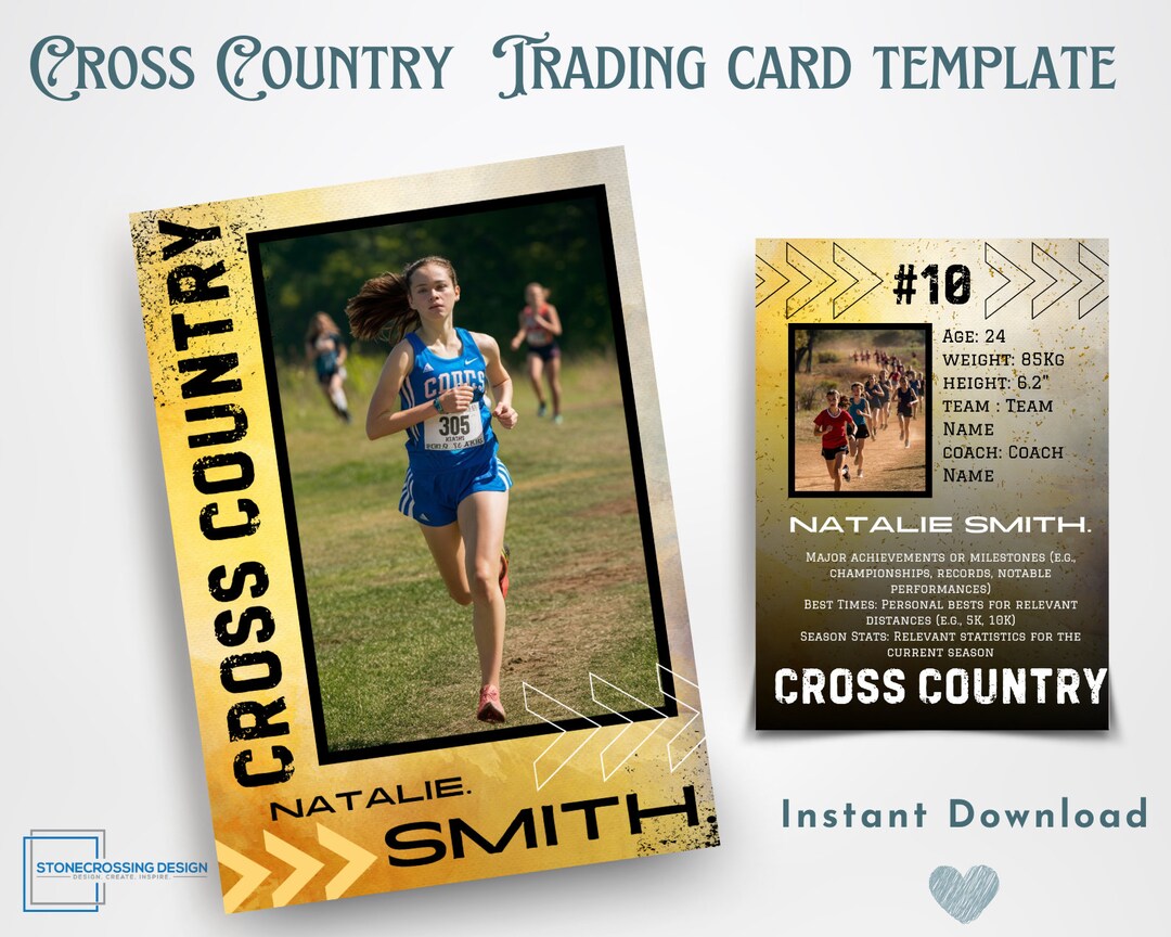 Girls Cross Country Trading Card Template | Trading Card Template ...