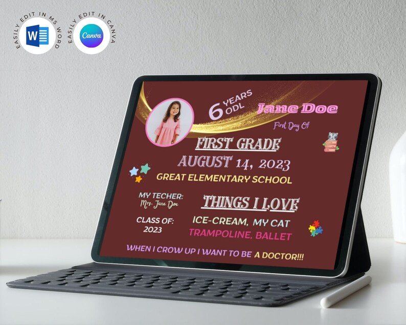 Editable First Day Of School Template. School Certificate. Printable ...