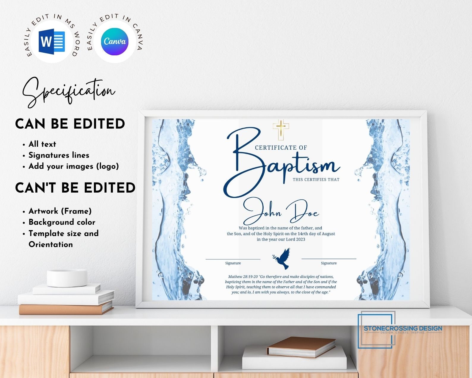 Editable Certificate of Baptism. Celebrating a Sacred Milestone ...
