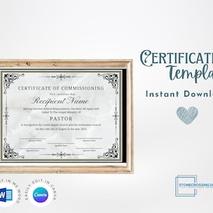 Editable Certificate of Commissioning. Editable With Canva or Microsoft ...