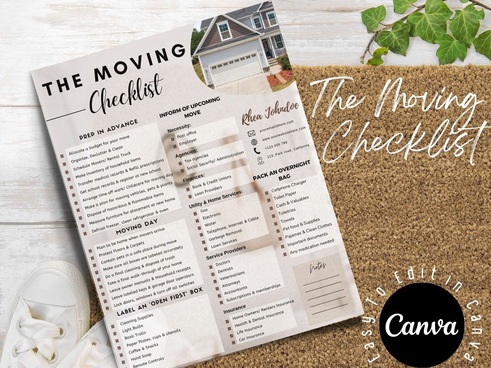 Real Estate Moving Checklist, Realtor Moving Guide, Printable Moving To ...