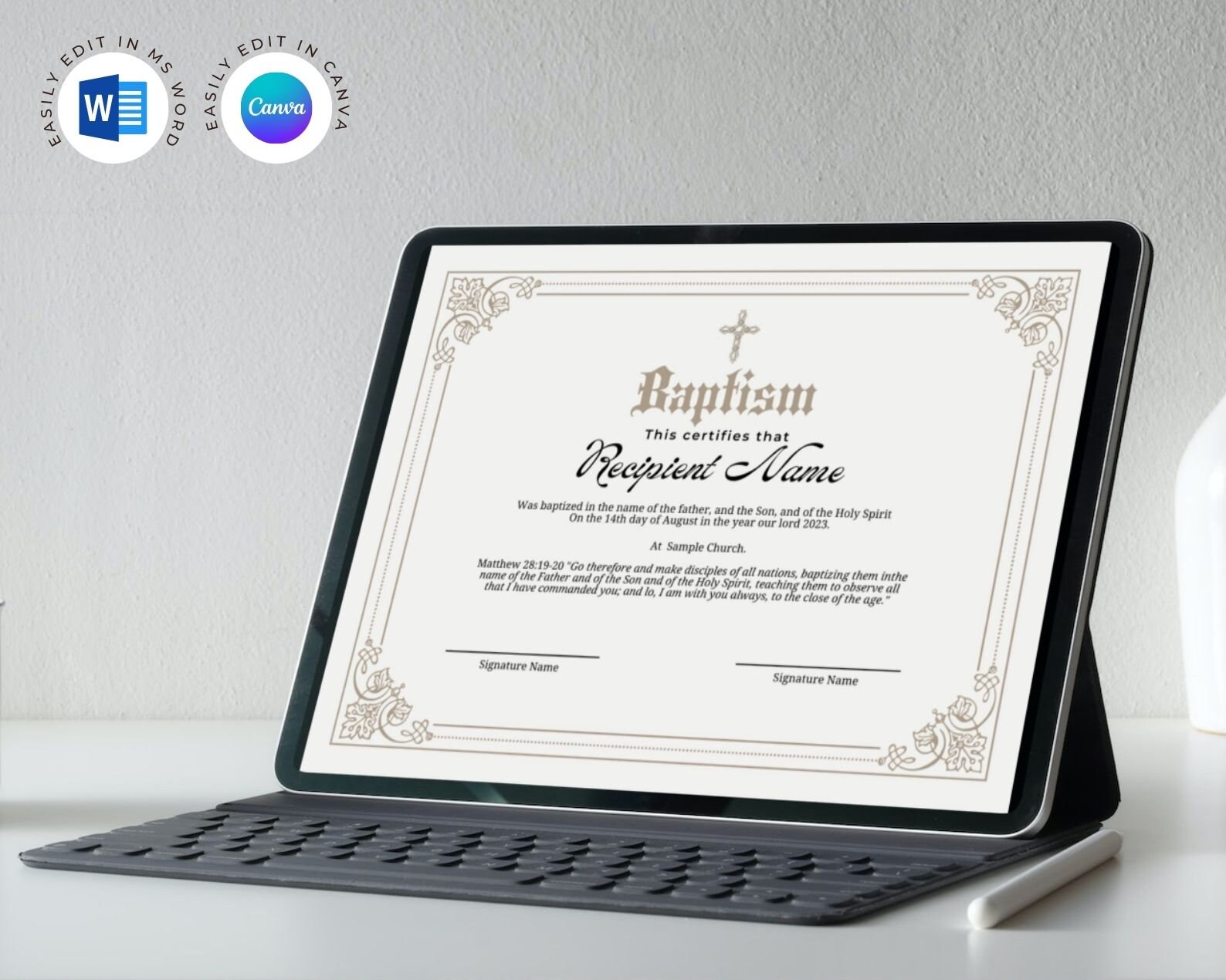 Editable Baptism Template. Baptism. Child Dedication. Printable ...