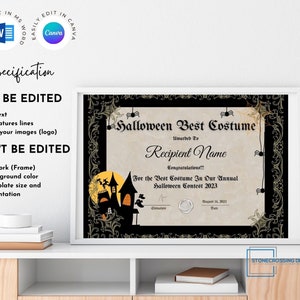 Editable Halloween Certificate . Editable With Canva or Microsoft Word ...