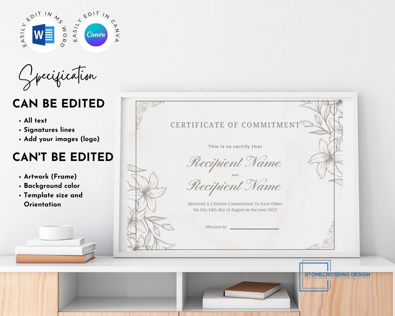 Editable Certificate of Commitment. Editable With Canva or Microsoft ...