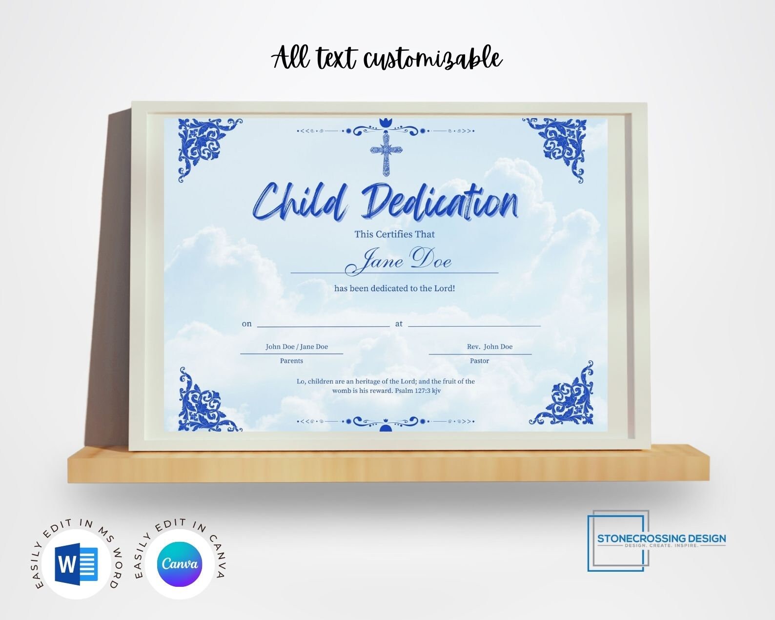 Editable Certificate of Child Dedication Template. Child Dedication ...