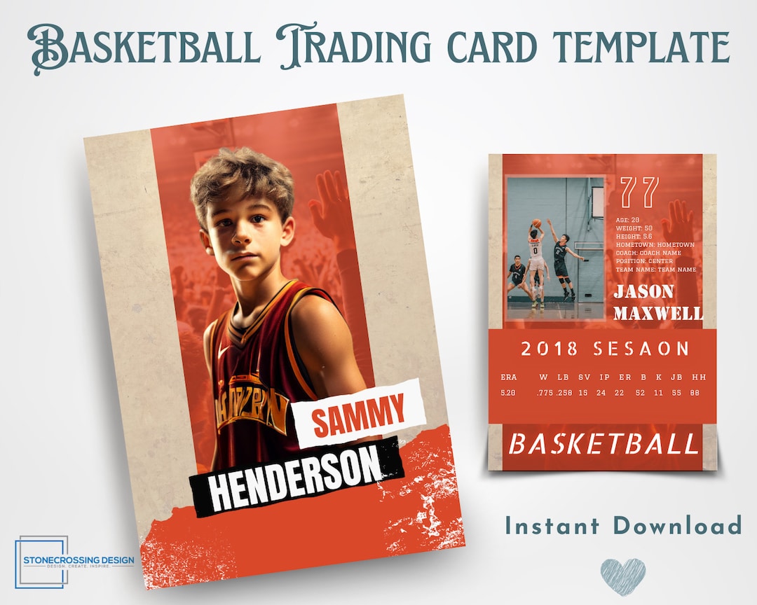 Boys Basketball Trading Card Template | Trading Card Template | Canva ...