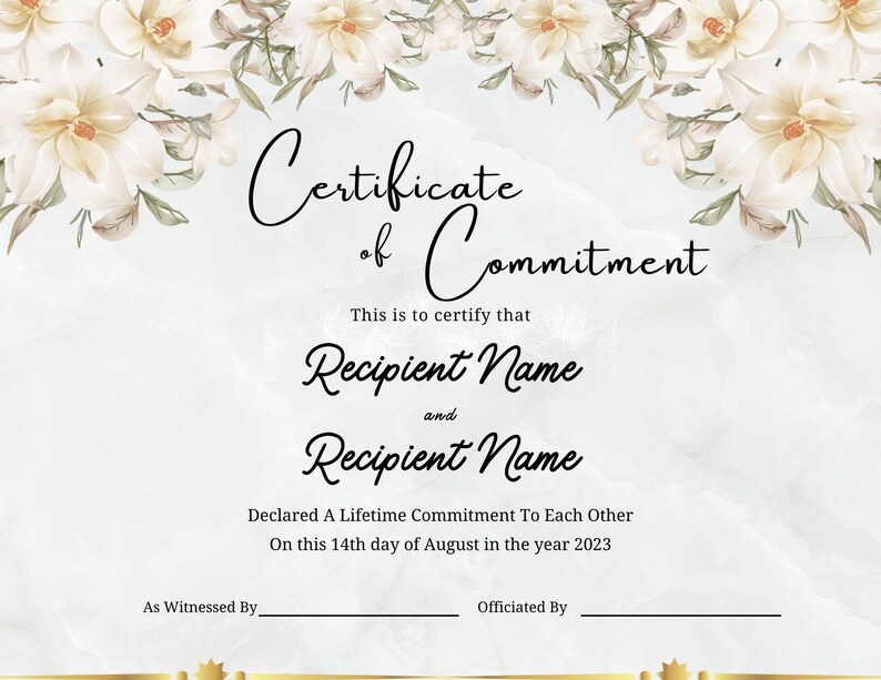 Editable Certificate of Commitment. Editable With Canva or - Etsy