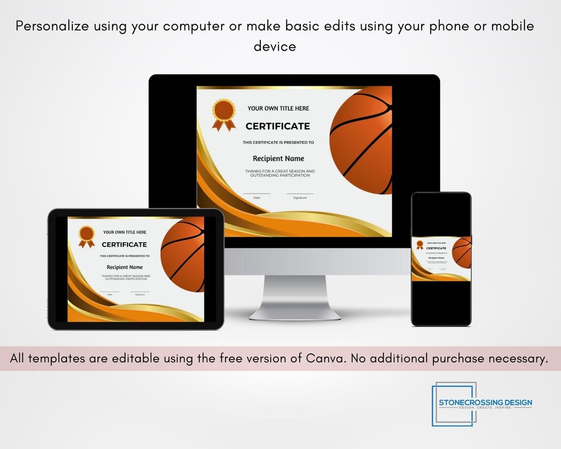Editable Basketball Sports Certificate Template With Photo. - Etsy
