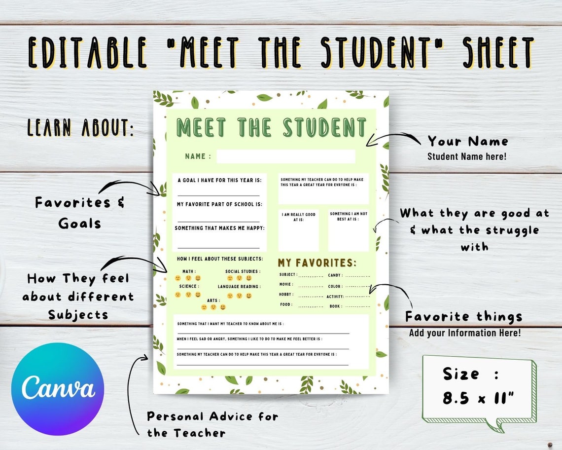 Editable Template for Meet the Student. Welcome Letter to School. First ...