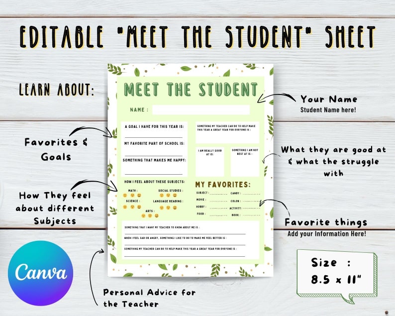 Editable Template for Meet the Student. Welcome Letter to School. First ...