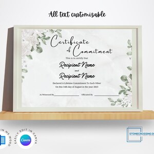 Editable Certificate of Commitment. Editable With Canva or Microsoft ...