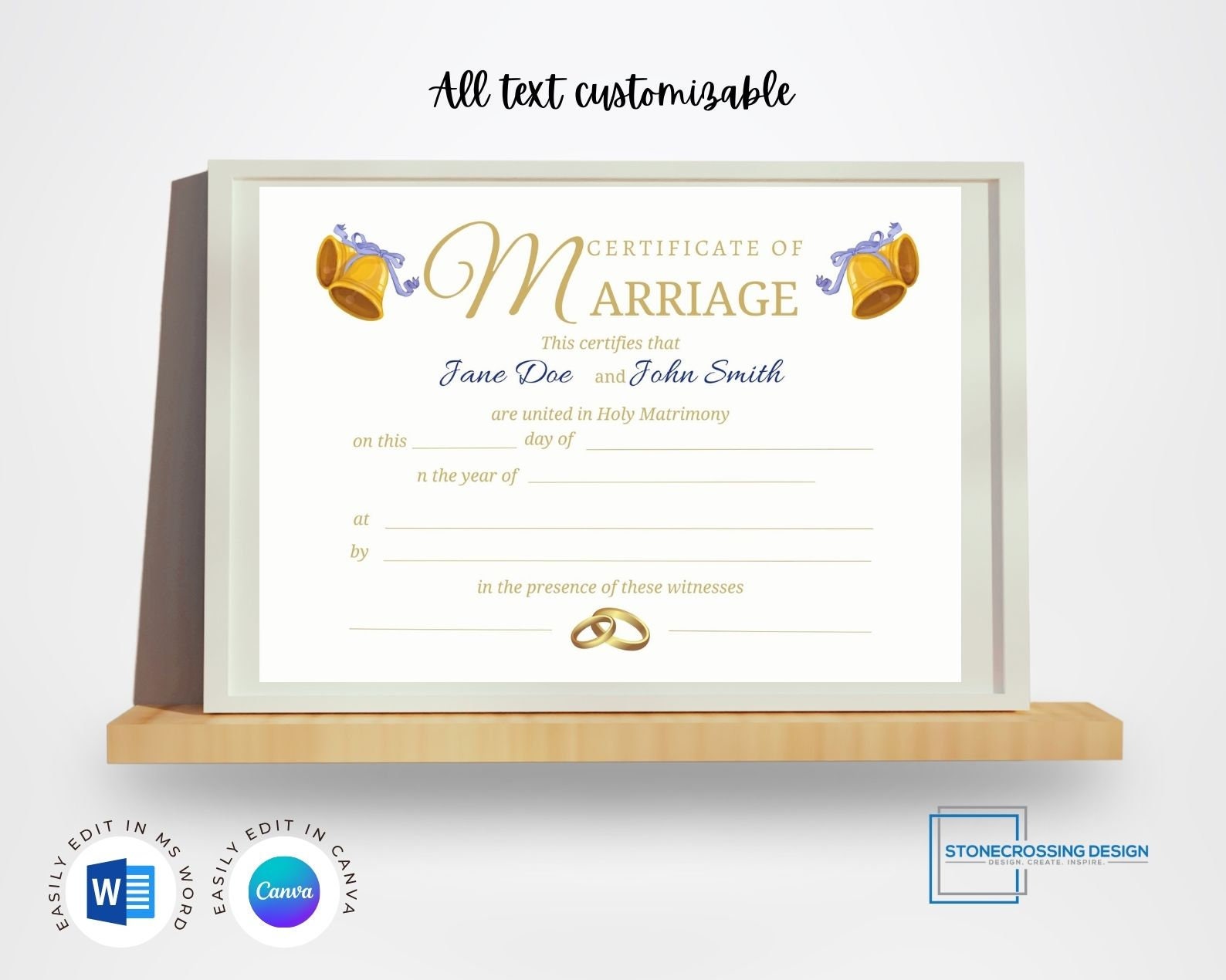 Editable Certificate of Marriage Template. Marriage License. Printable ...