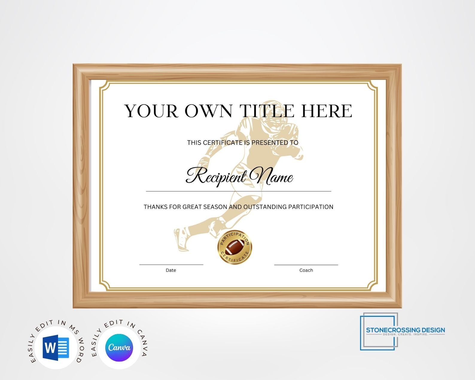 Editable Football Sports Certificate. Recognizing Sporting Excellence ...
