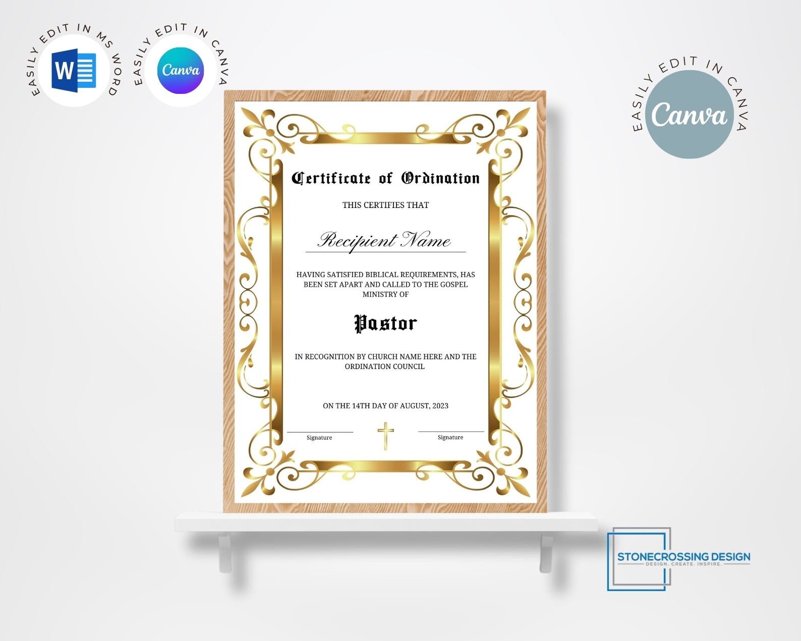 Editable Certificate of Ordination Template. Ordained Minister ...
