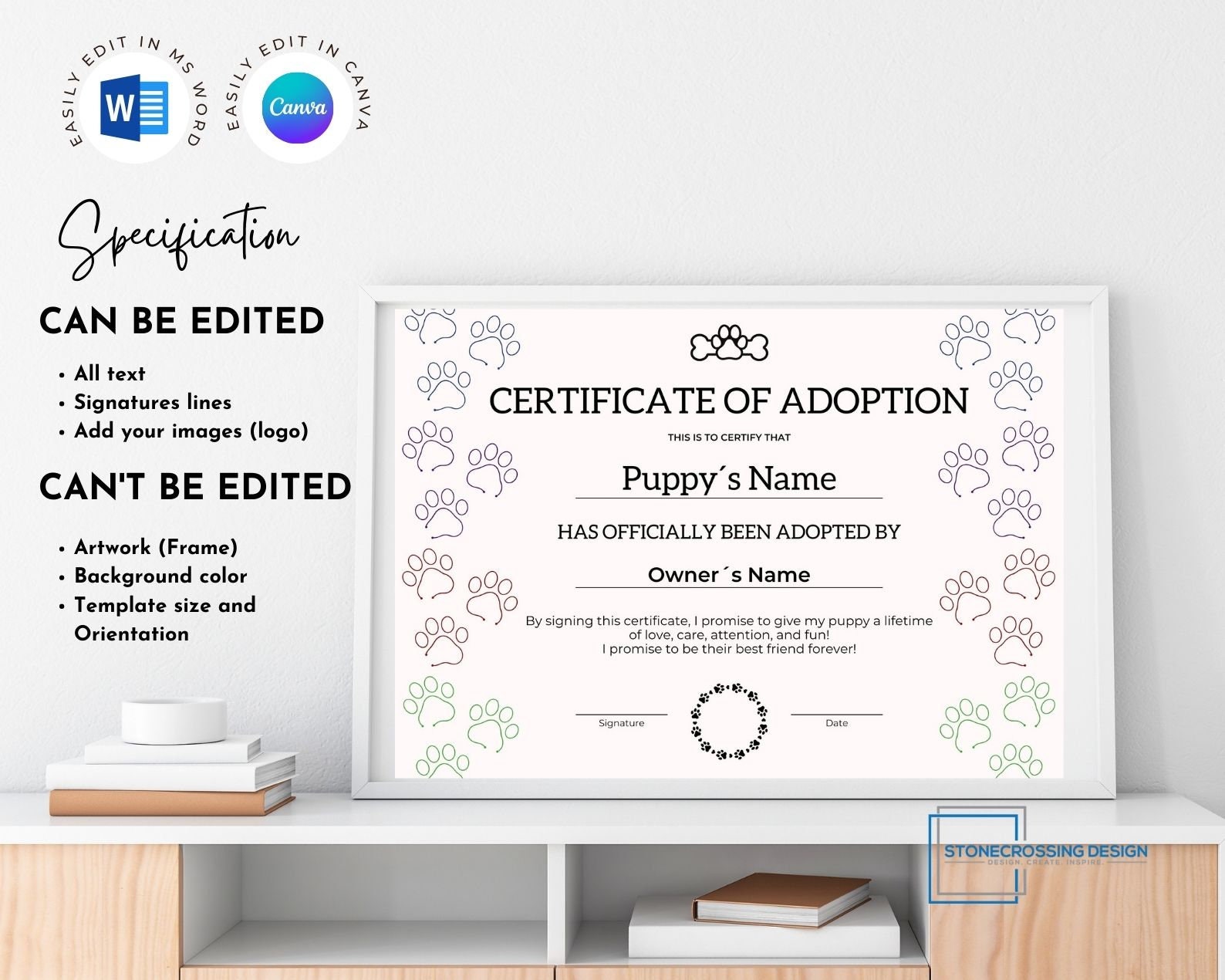 Editable Certificate of Adoption Template. Adoption - Etsy