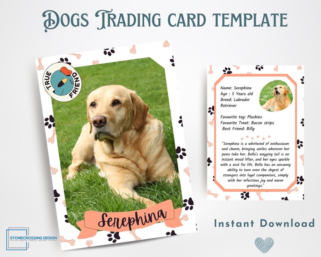 Dog Trading Card Template | Trading Card Template | Canva Template ...