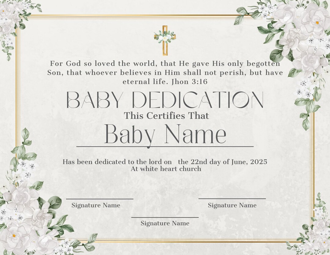 Editable Baby Dedication Template. Baptism. Printable - Etsy