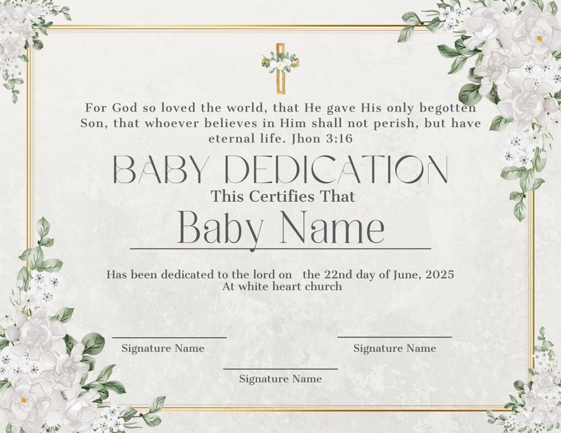 Editable Baby Dedication Template. Baptism. Printable - Etsy