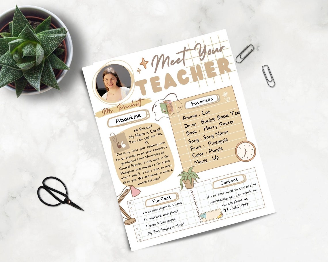 Editable Template for Meet the Teacher. Welcome Letter to School. First ...