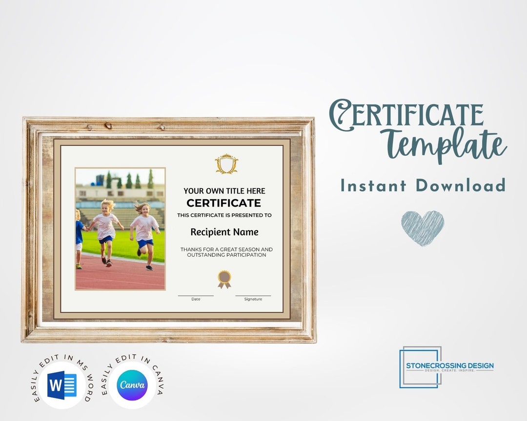Editable Running Track Sports Certificate Template With Photo. Award ...