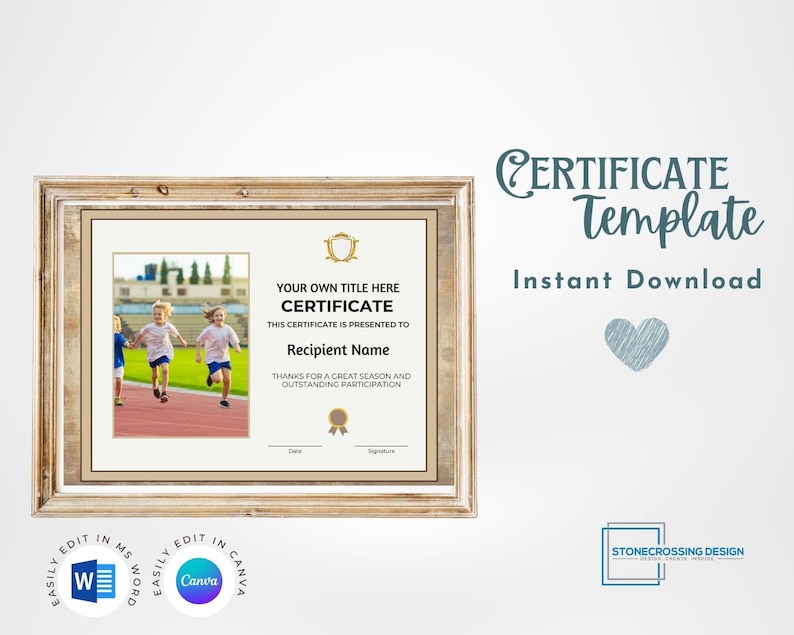 Editable Running Track Sports Certificate Template With Photo. Award ...